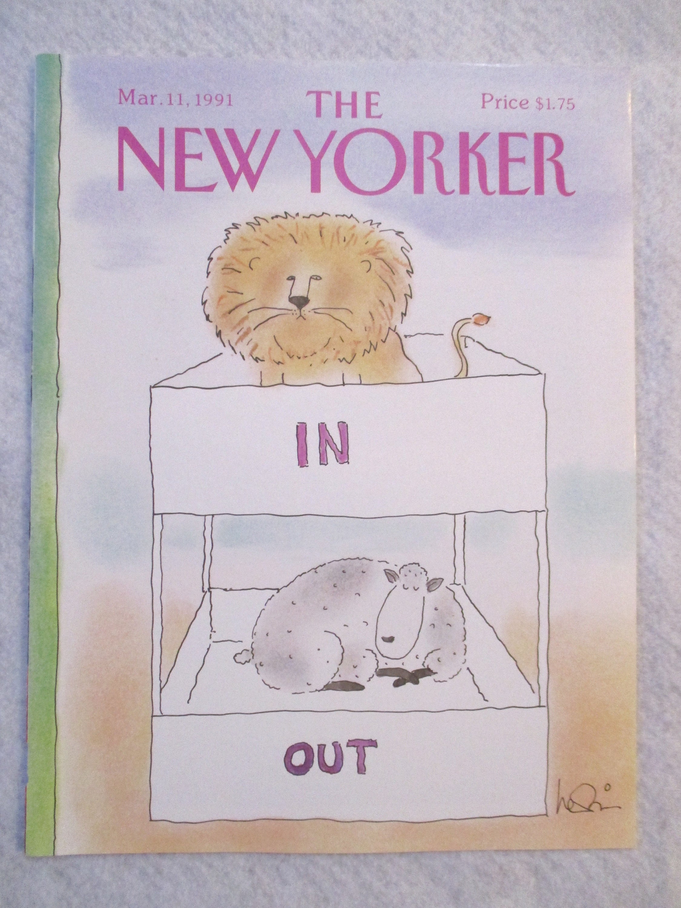 Vintage New Yorker Magazine (COVER ONLY) March 11, 1991 Arnie Levin Art ...