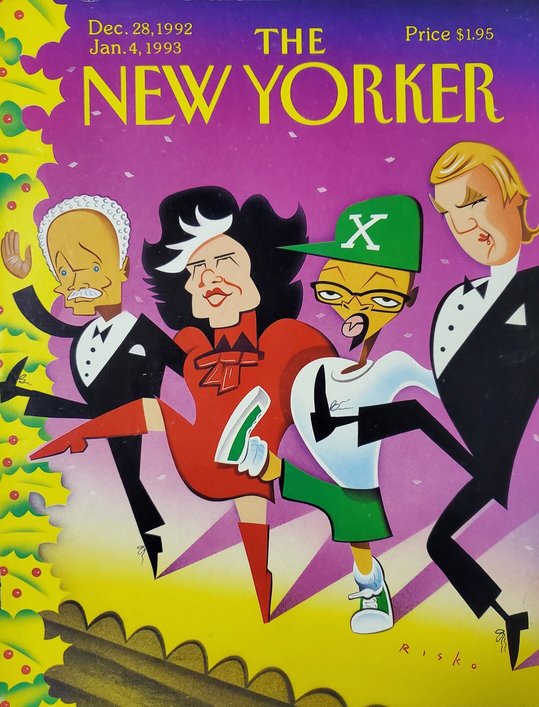 Vintage New Yorker Magazine (cover Only) December 28, 1992 Robert Risko ...