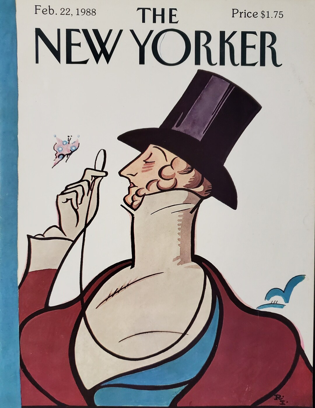 Vintage New Yorker Magazine (cover Only) February 22, 1988 Rea Irvin ...