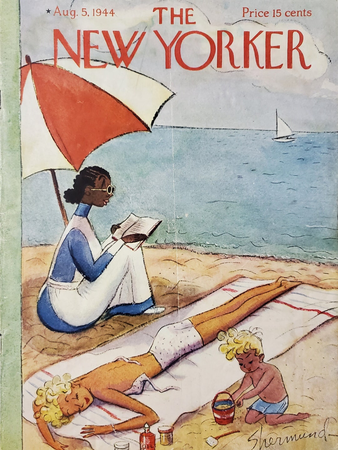 Vintage New Yorker Magazine (cover Only) August 5, 1944 Barbara ...