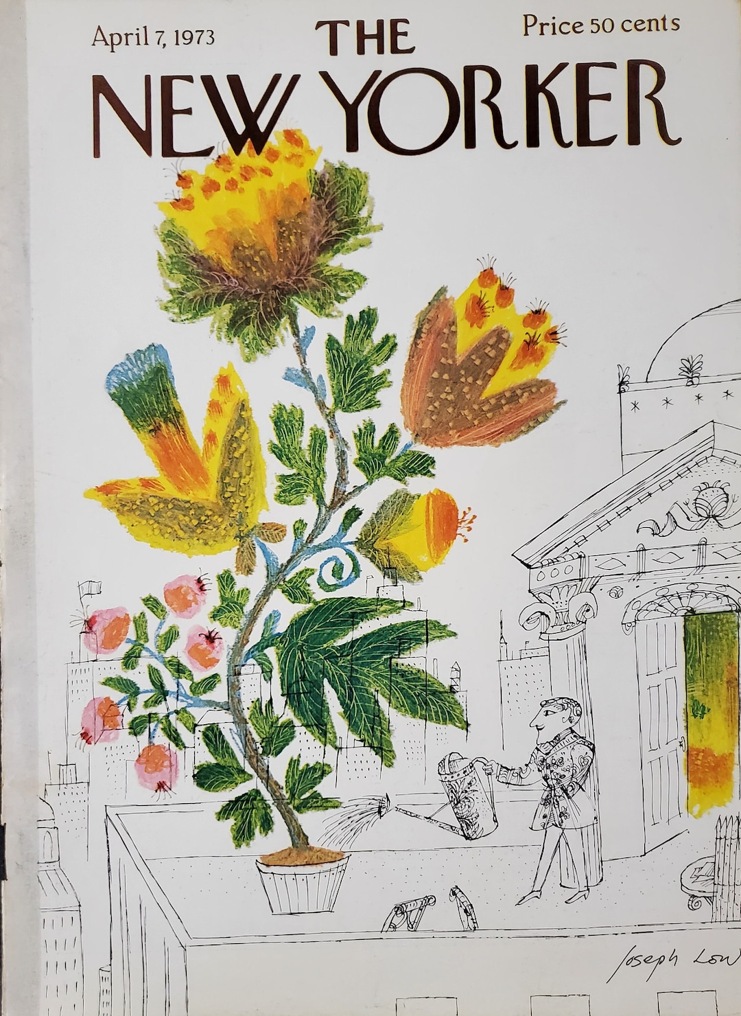 Vintage New Yorker Magazine (cover Only) April 7, 1973 Joseph Low Cover ...