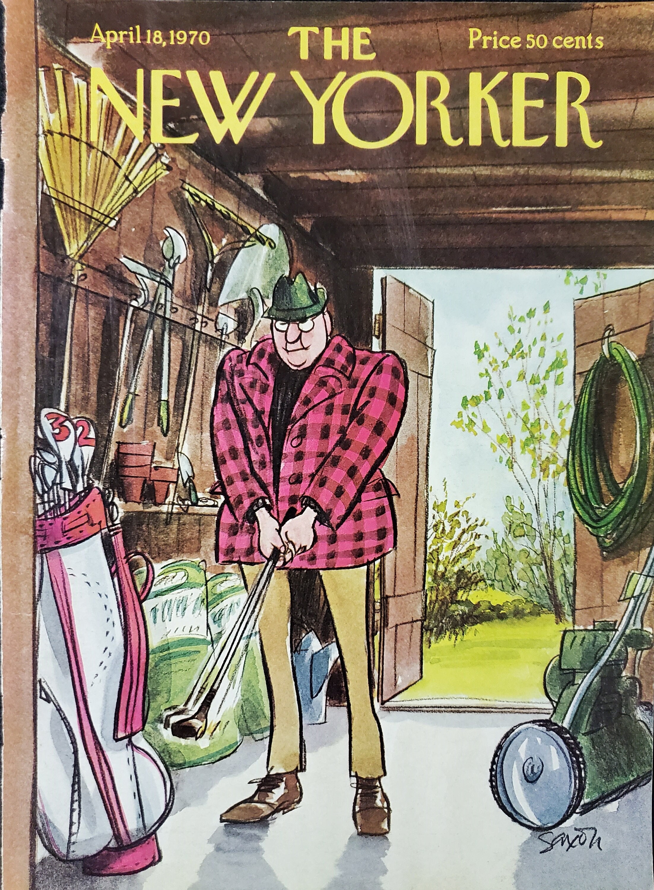 Vintage New Yorker Magazine (cover Only) April 18, 1970 Charles Saxon ...
