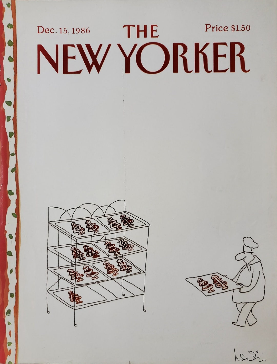 Vintage New Yorker Magazine (cover Only) December 15, 1986 Arnie Levin ...