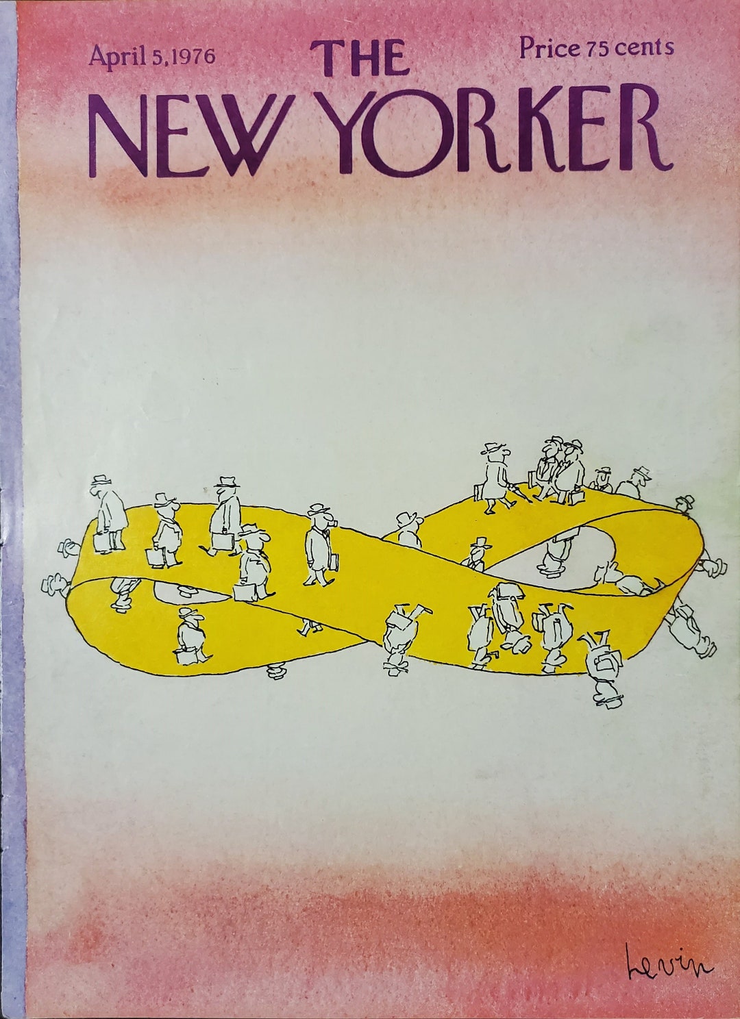 Vintage New Yorker Magazine (cover Only) April 5, 1976 Ira Levin Cover ...