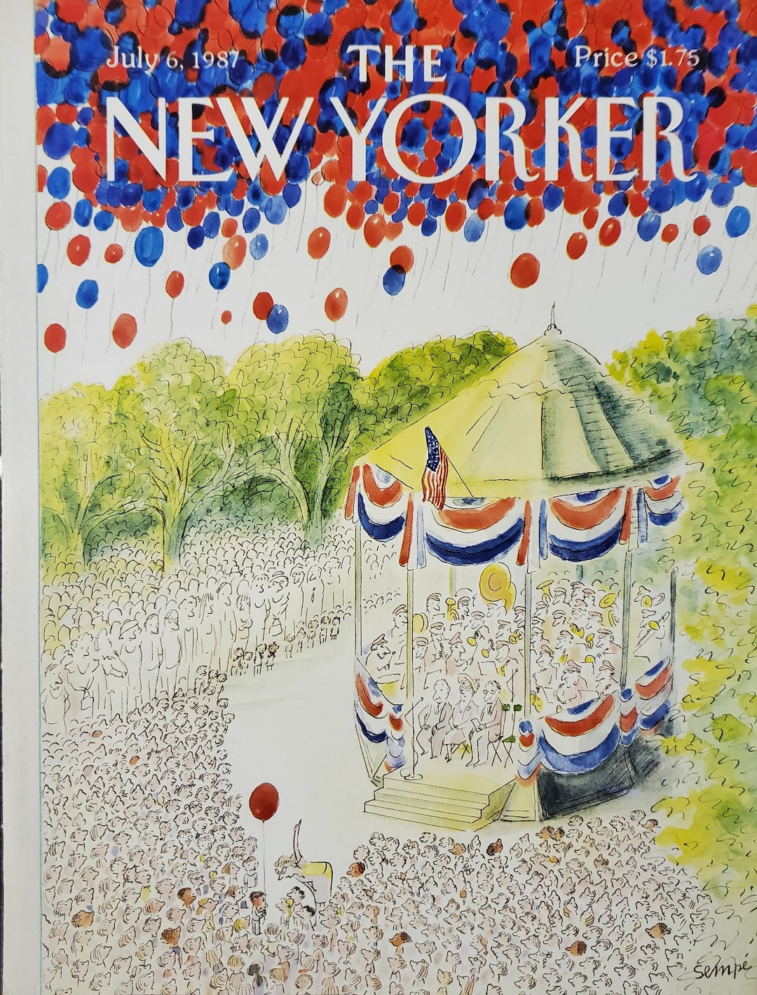 Vintage New Yorker Magazine (cover Only) July 6, 1987 JJ Sempe Cover ...