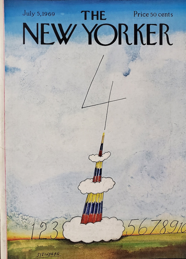Vintage New Yorker Magazine (cover Only) July 5, 1969 Saul Steinberg ...