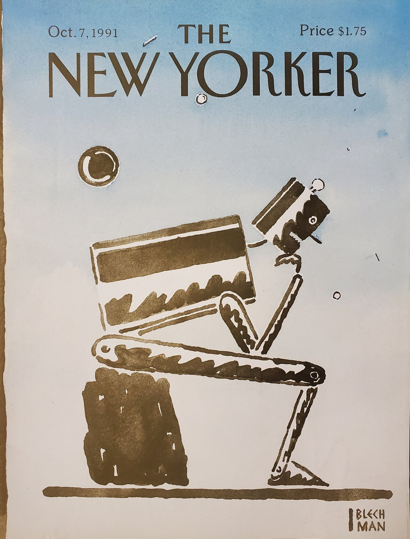 Vintage New Yorker Magazine cover Only October 7, 1991 R O Blechman ...