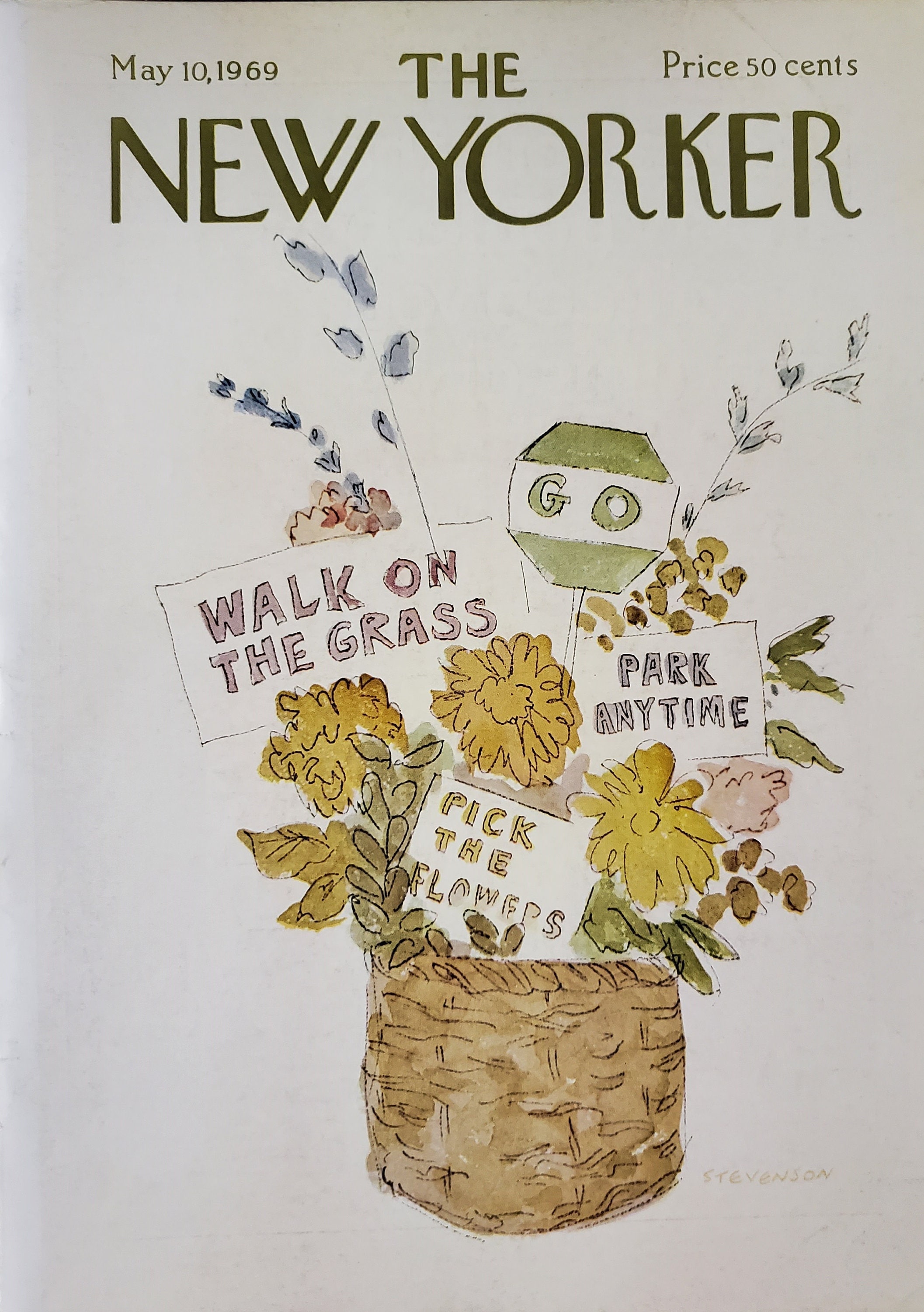 Vintage New Yorker Magazine (cover Only) May 10, 1969 James Stevenson ...