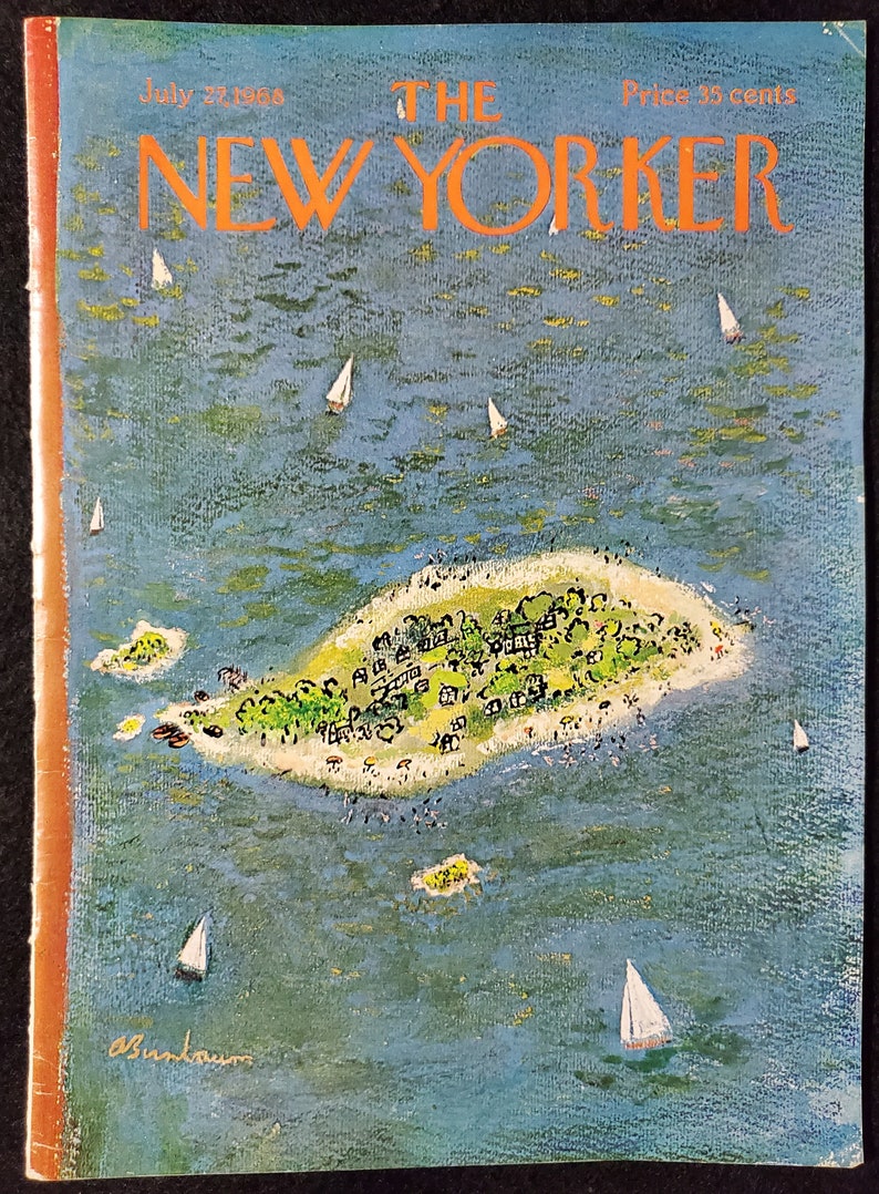 Vintage New Yorker Magazine (cover Only) July 27, 1968 Abe Birnbaum ...