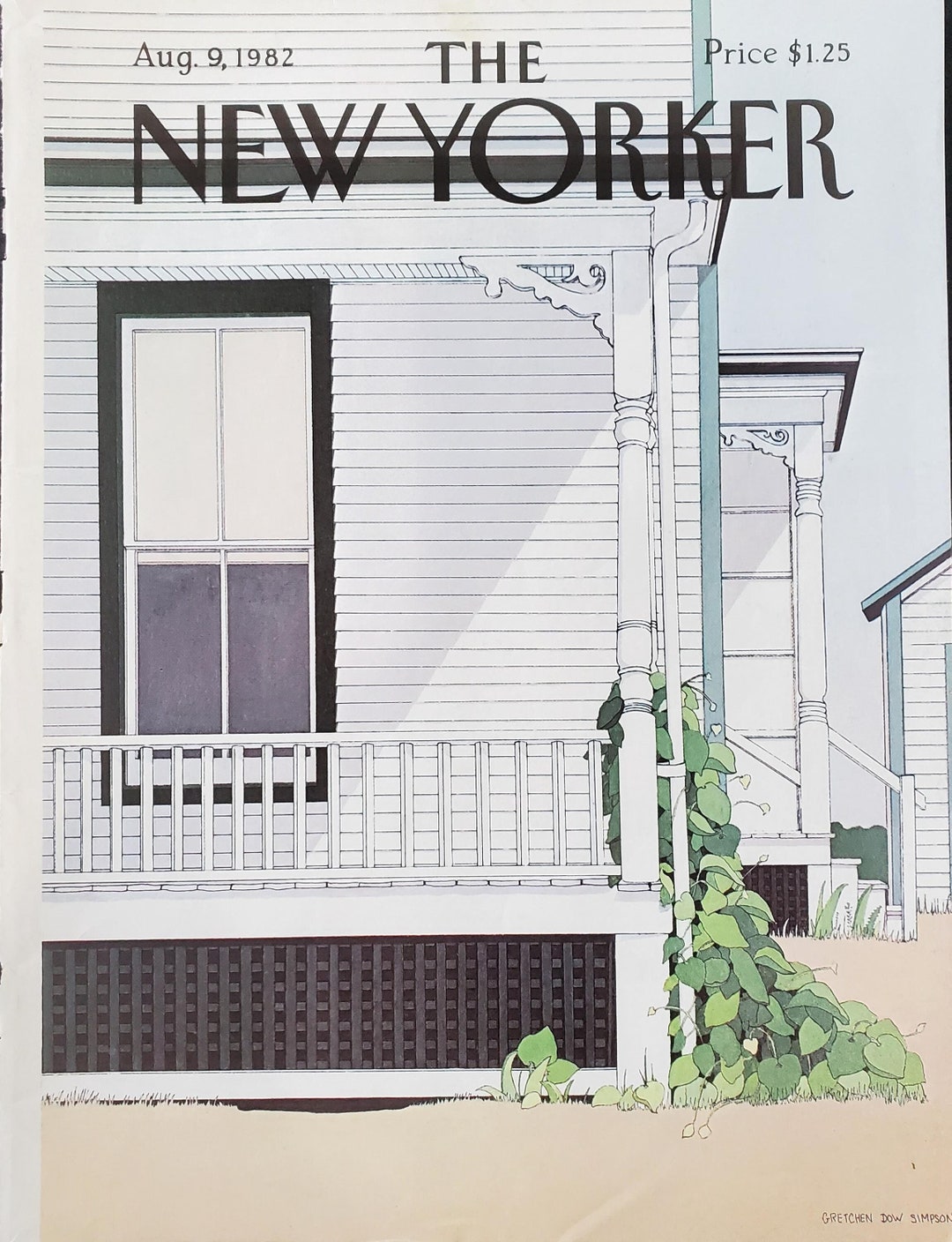 Vintage New Yorker Magazine (cover Only) August 9, 1982 Gretchen Dow ...