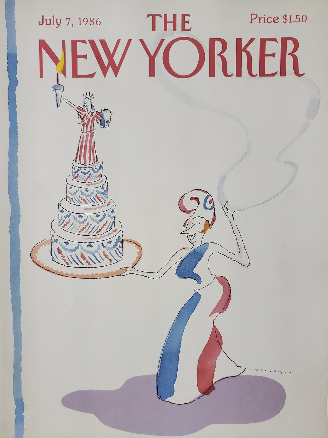 Vintage New Yorker Magazine (cover Only) July 7, 1986 R.O Blechman ...