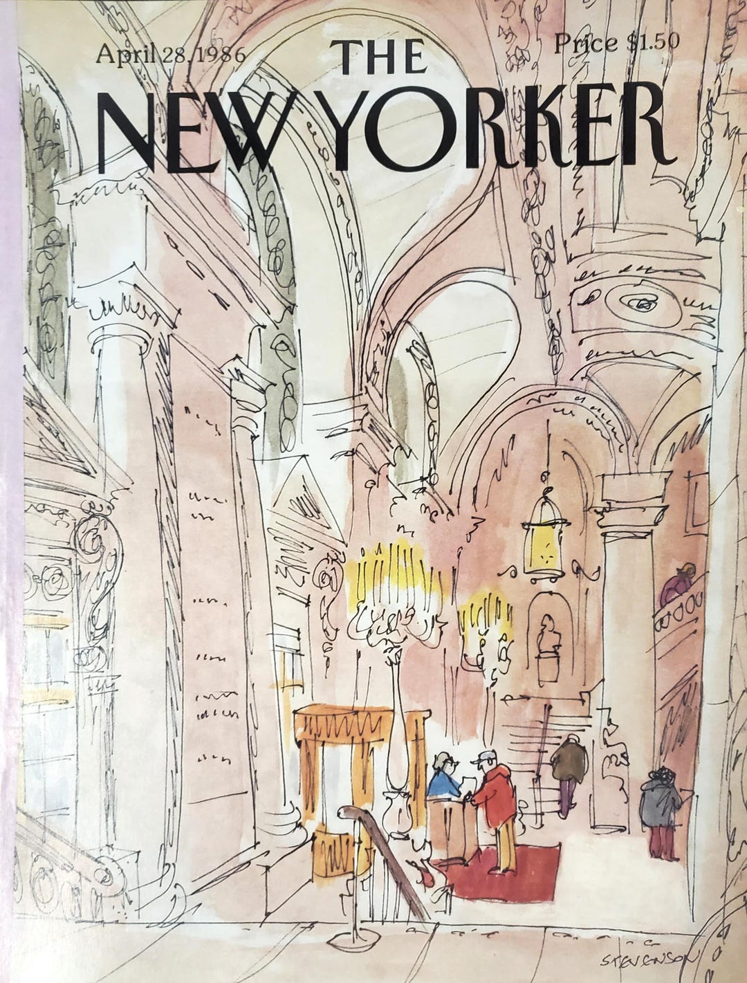 Vintage New Yorker Magazine (cover Only) April 28, 1986 James Stevenson ...