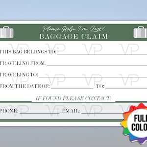 Printable Baggage Claim Insert - Etsy