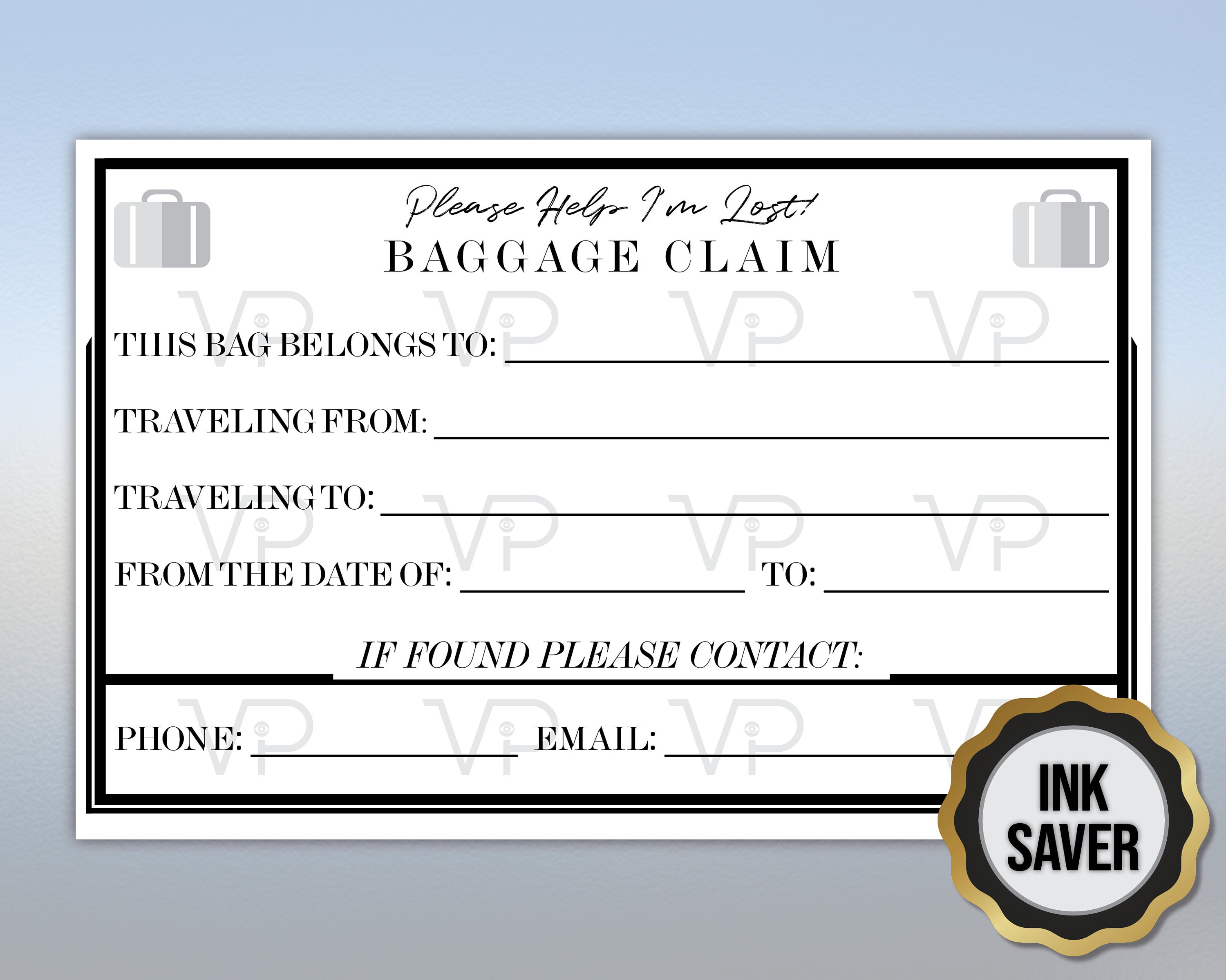 Printable Baggage Claim Insert - Etsy
