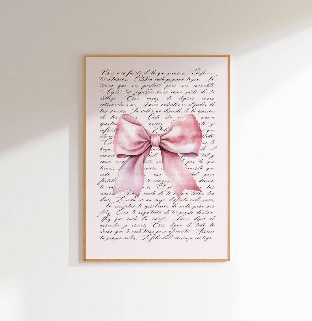 Trendy Pink Bows Wall Art Preppy Poster, College Apartment Decor ...
