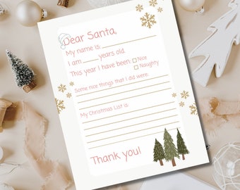 Printable Christmas Wish List, Dear Santa Letter, Letter to Santa ...