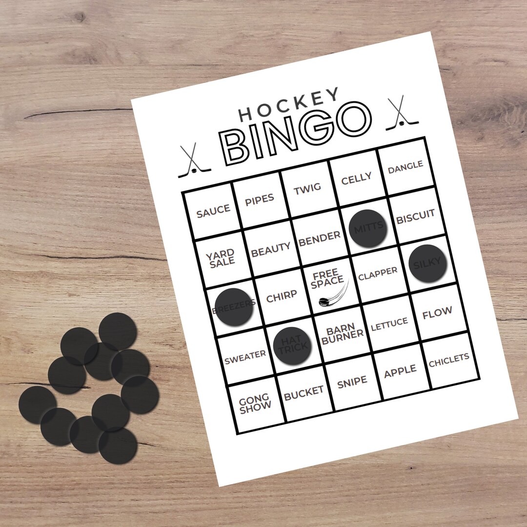 Simple Hockey Bingo Cards - Set of 20 With Words for Drawing & Lingo ...