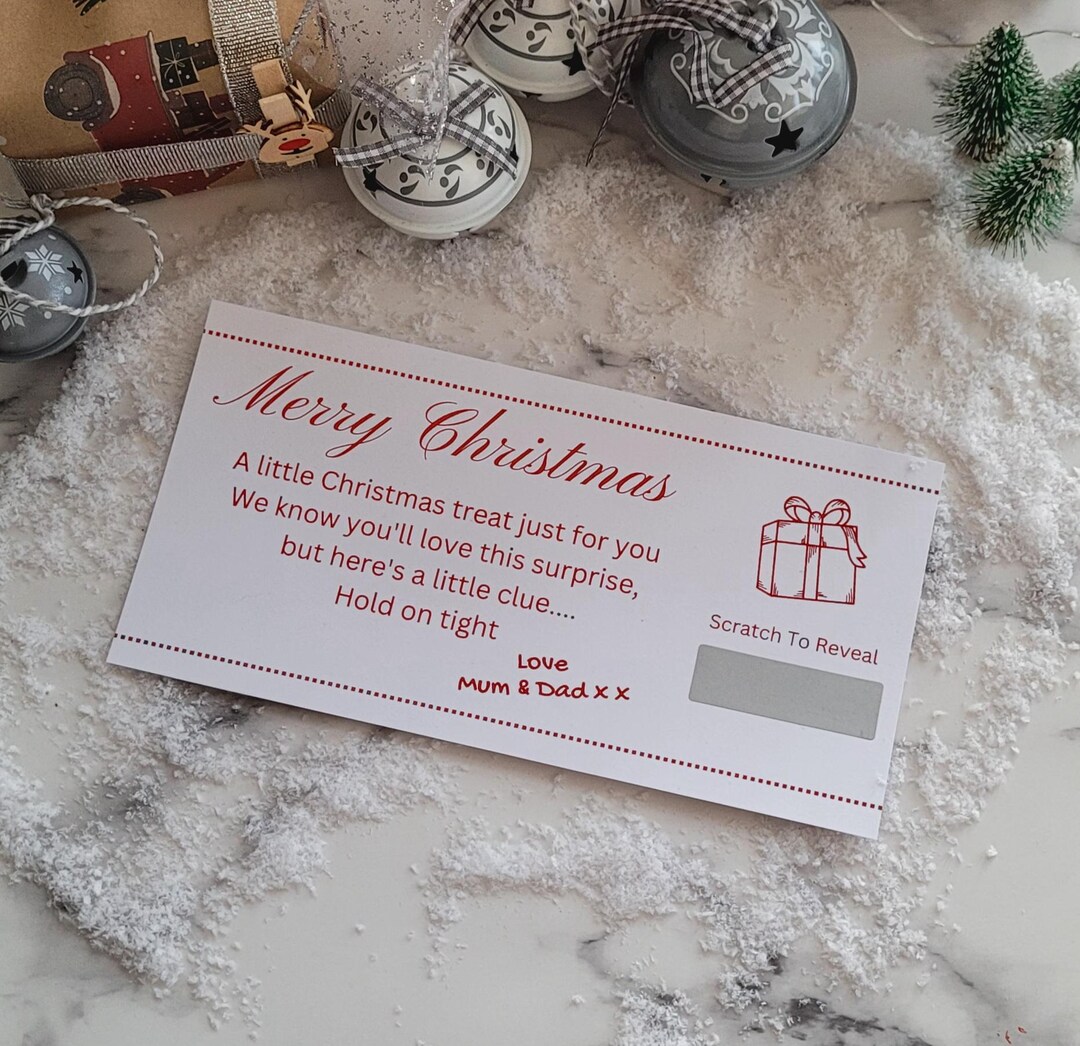 Personalised Christmas Scratch Card Ticket Unique Foil Voucher for a ...
