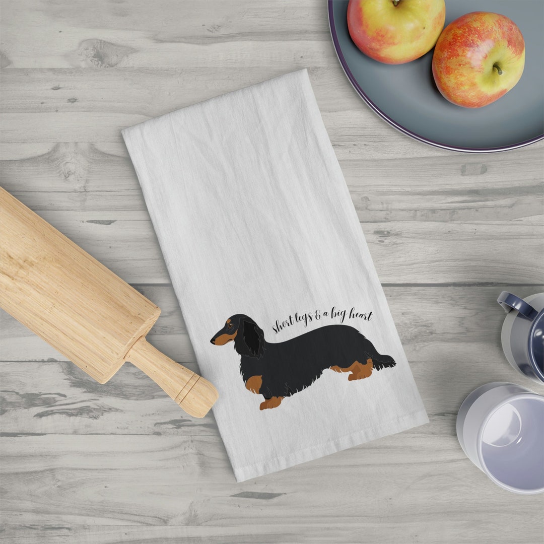 Short Legs & a Big Heart, Dacshund Tea Towel, Dachshund Kitchen Towel ...