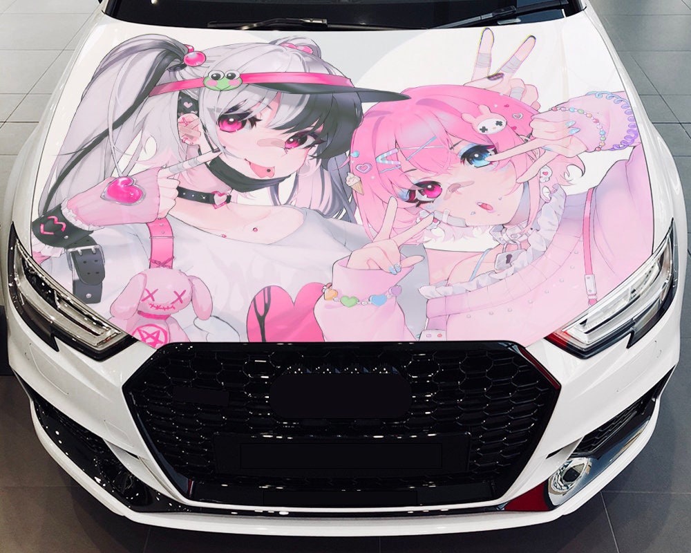 Car Hood Wrap Anime Girls Vinyl Sticker Full Color Custom Decal Fit Any ...
