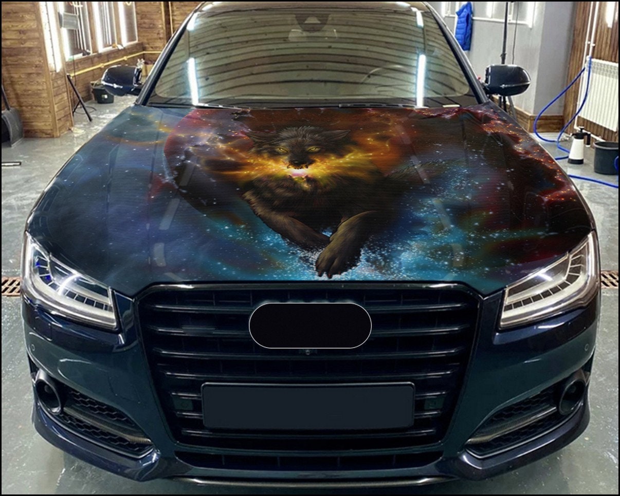 Car Hood Wrap Wolf Vinyl Sticker Full Color Custom Decal #7 Fit Any Car ...