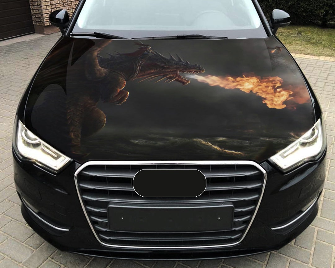 Car Hood Wrap Fire Breathing Dragon Vinyl Sticker Full Color Custom ...