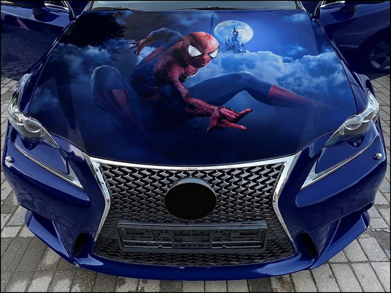Car Hood Wrap Spider-man Vinyl Sticker Full Color Custom Decal #5 Fit ...