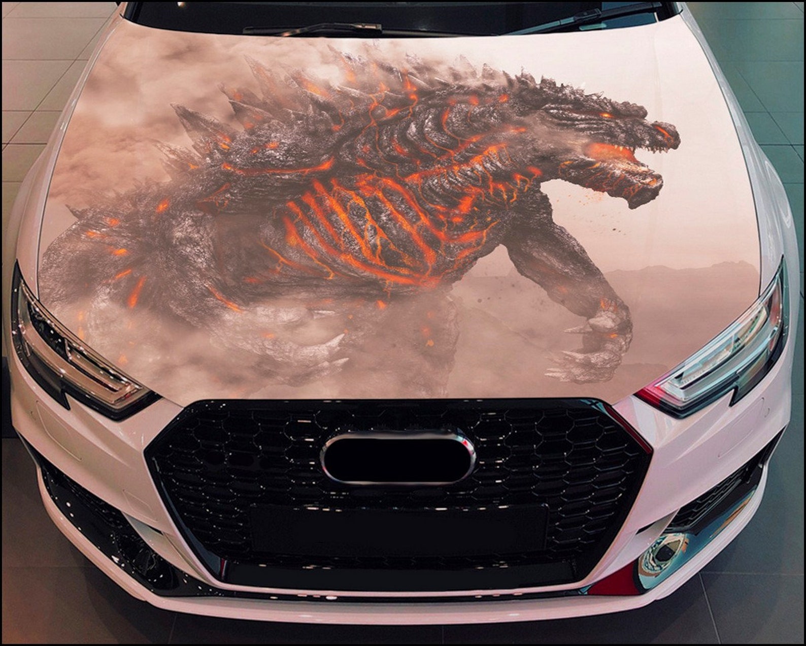Car Hood Wrap Godzilla Vinyl Sticker Full Color Custom Decal Fit Any ...