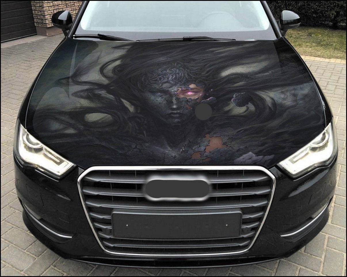 Car Hood Wrap Demon Woman Vinyl Sticker Full Color Custom Decal Fit Any ...