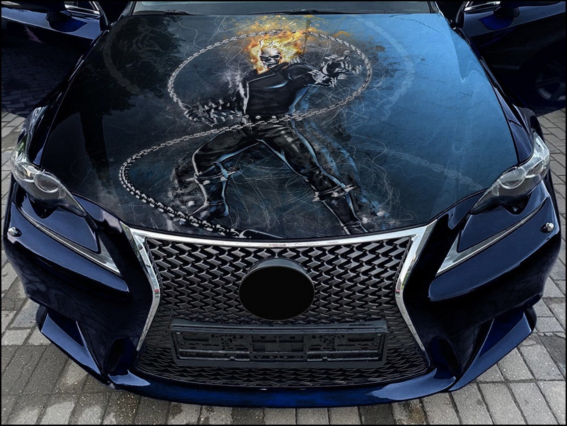Car Hood Wrap Ghost Rider Vinyl Sticker Full Color Custom Decal Fit Any ...