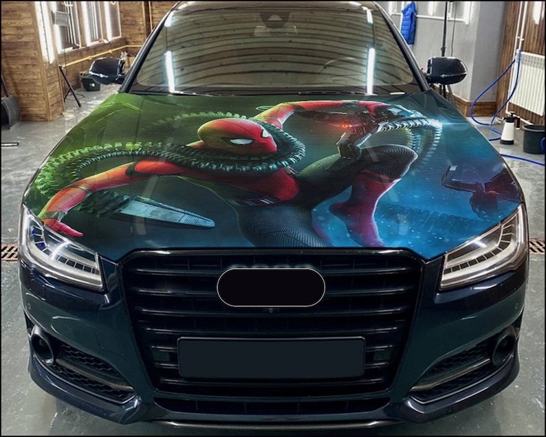 Car Hood Wrap Spider-man Vinyl Sticker Full Color Custom Decal Fit Any ...