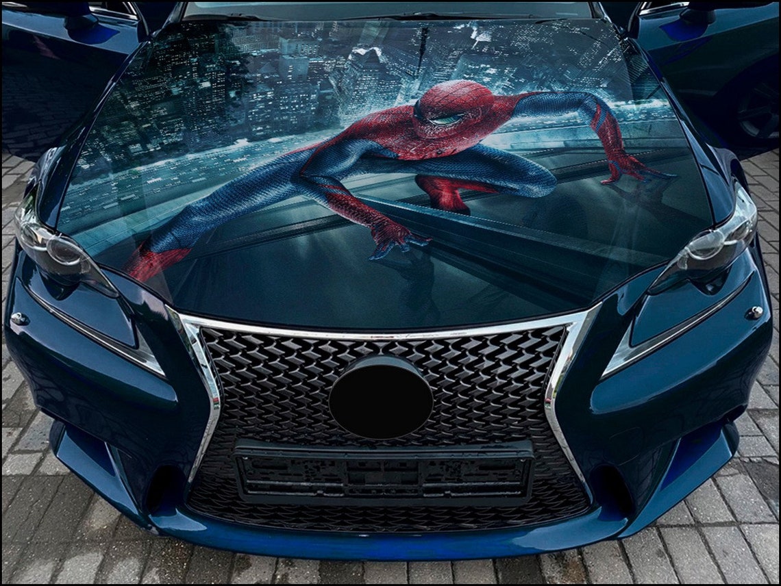 Car Hood Wrap Spider-man Vinyl Sticker Full Color Custom Decal #6 Fit ...