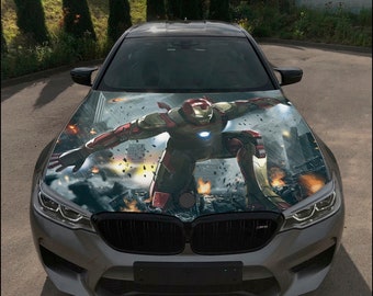 Iron Man Car Hood Wrap Full Color Vinyl Decal Avenger Sticker - Etsy