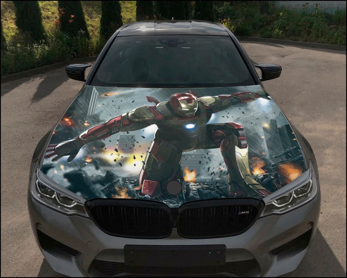 Car Hood Wrap Ironman Vinyl Sticker Full Color Custom Decal Fit Any Car ...
