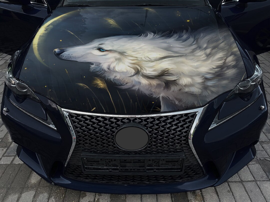 Car Hood Wrap White Wolf Art Vinyl Sticker Full Color Predator Beast ...