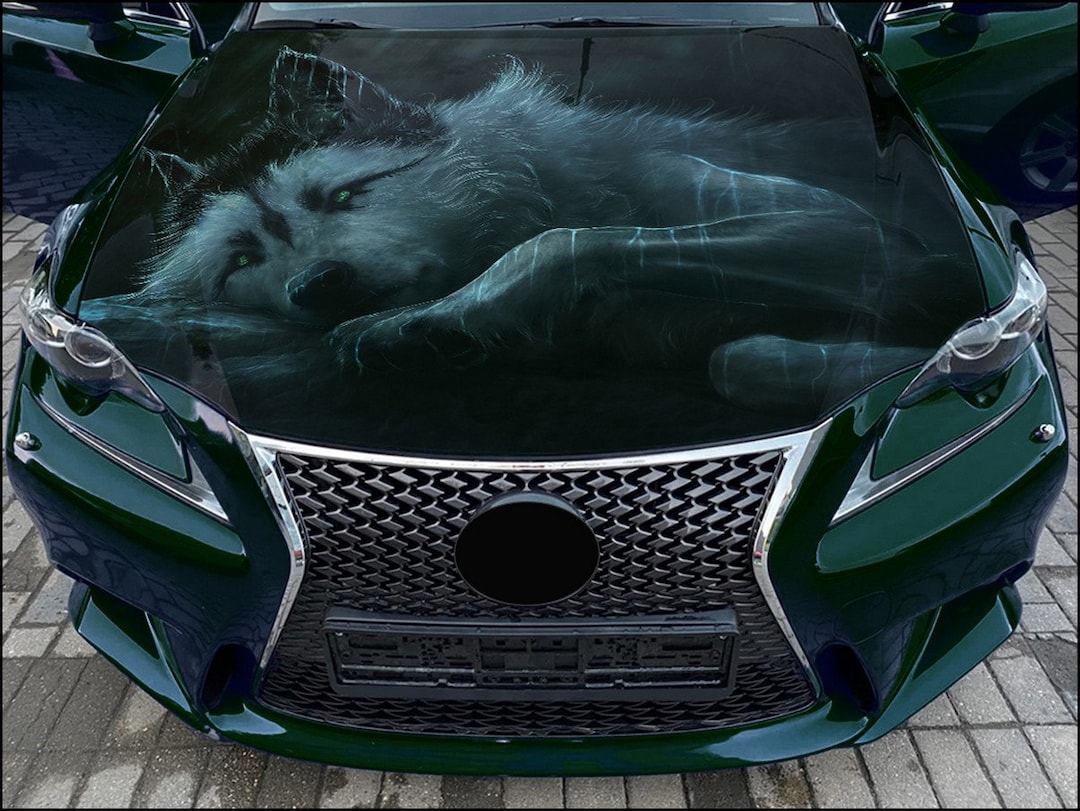 Car Hood Wrap Wolf Vinyl Sticker Full Color Custom Decal #2 Fit Any Car ...