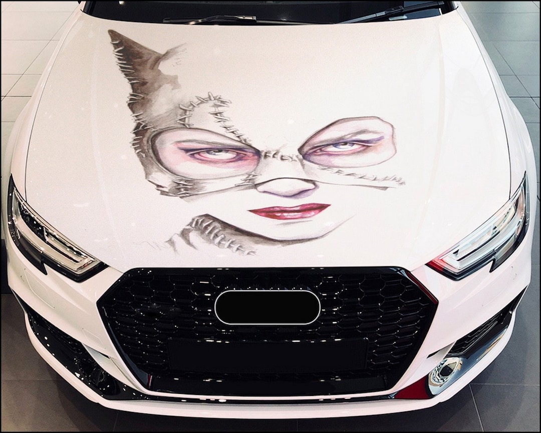 Car Hood Wrap Cat Girl Vinyl Sticker Full Color Custom Decal Fit Any ...