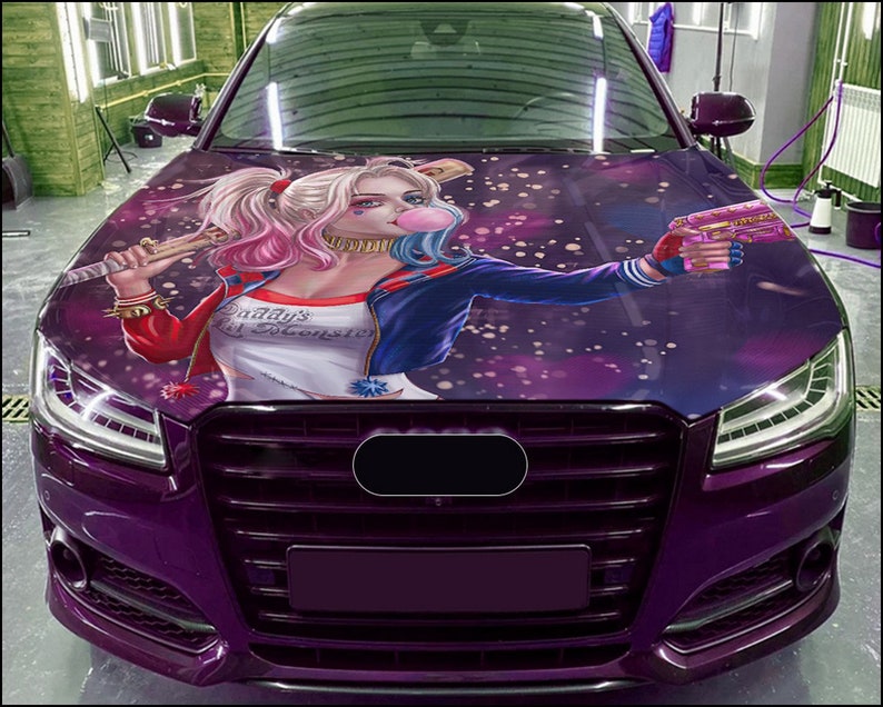 Car Hood Wrap Harley Quinn Vinyl Sticker Full Color Custom Decal 6 Fit
