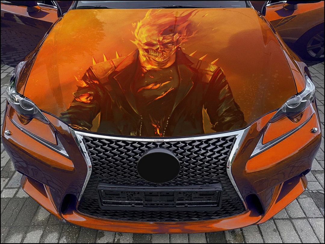 Car Hood Wrap Ghost Rider Vinyl Sticker Full Color Custom Decal #6 Fit ...