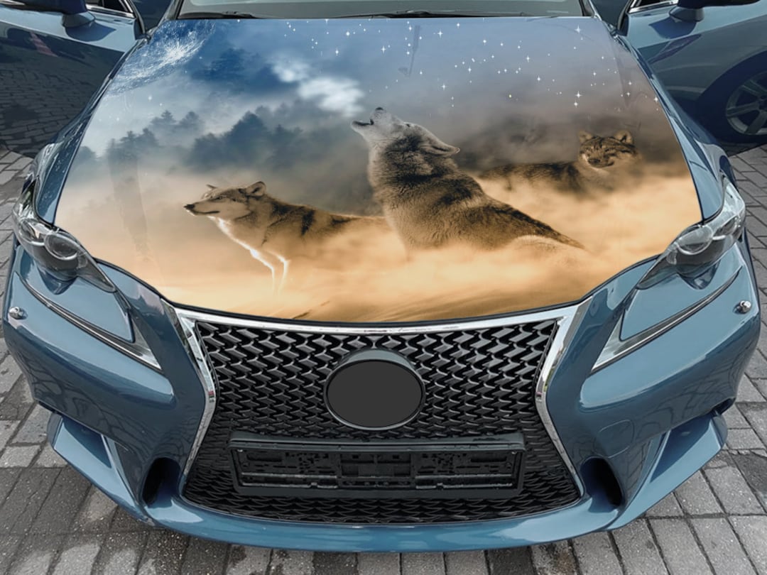 Car Hood Wrap Wolfs Vinyl Sticker Full Color Night Landscape Decal #16 ...