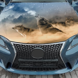 Car Hood Wrap Wolfs Vinyl Sticker Full Color Night Landscape Decal #16 ...