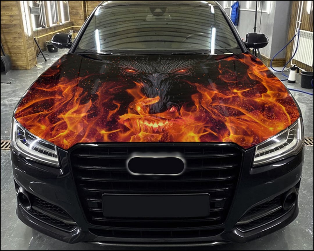 Car Hood Wrap Dragon Flame Vinyl Sticker Full Color Custom Decal Fit ...