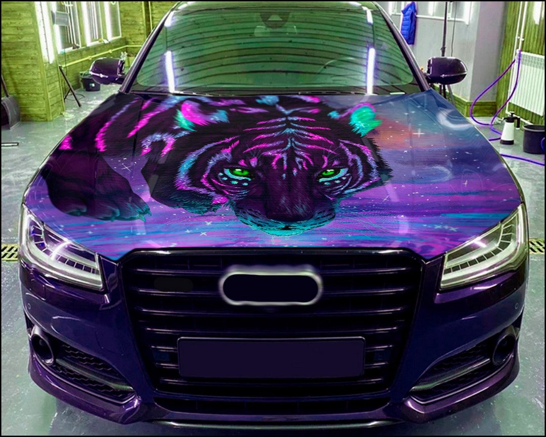 Car Hood Wrap Tiger Vinyl Sticker Full Color Custom Decal #3 Fit Any ...