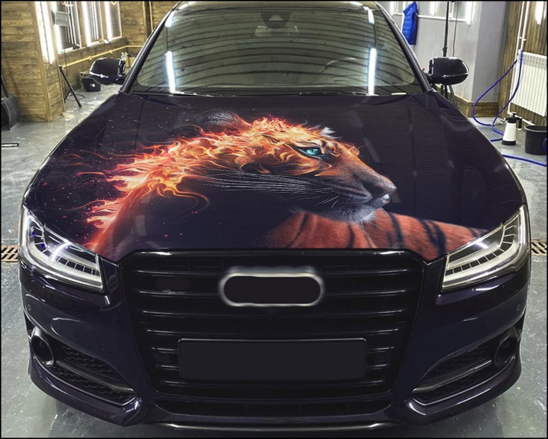 Car Hood Wrap Tiger Vinyl Sticker Full Color Custom Decal #4 Fit Any ...