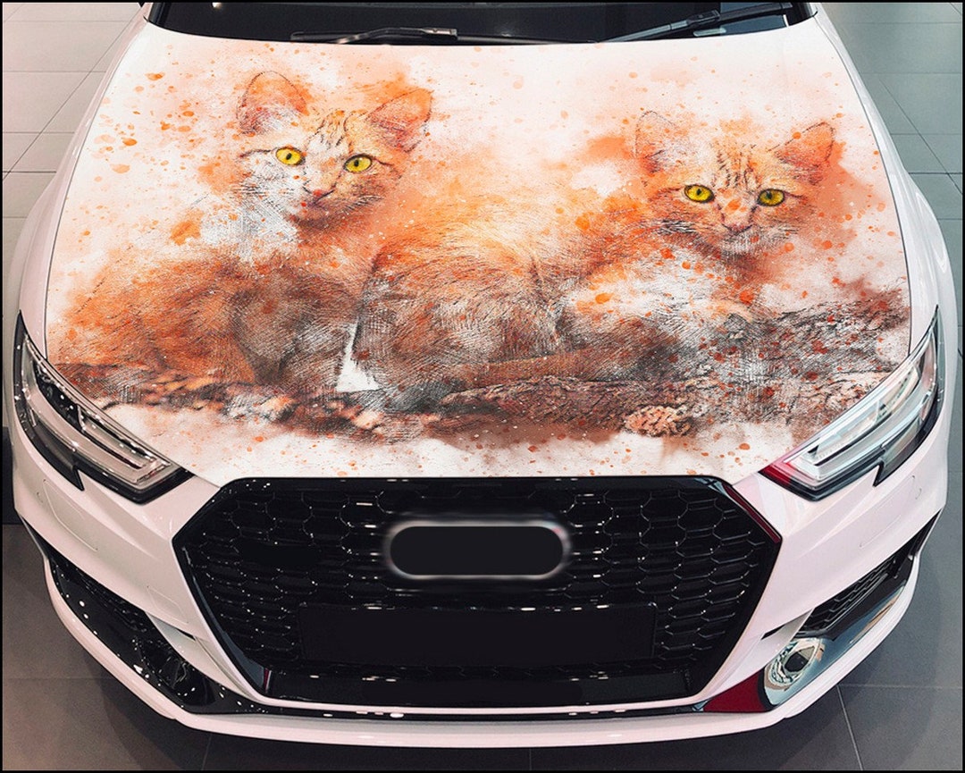 Car Hood Wrap Cats Vinyl Sticker Full Color Custom Decal Fit Any Car - Etsy