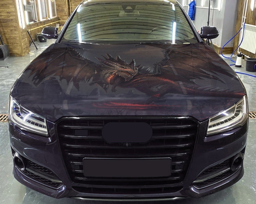 Car Hood Wrap Dragon Vinyl Sticker Full Color Custom Fantasy Decal Fit ...