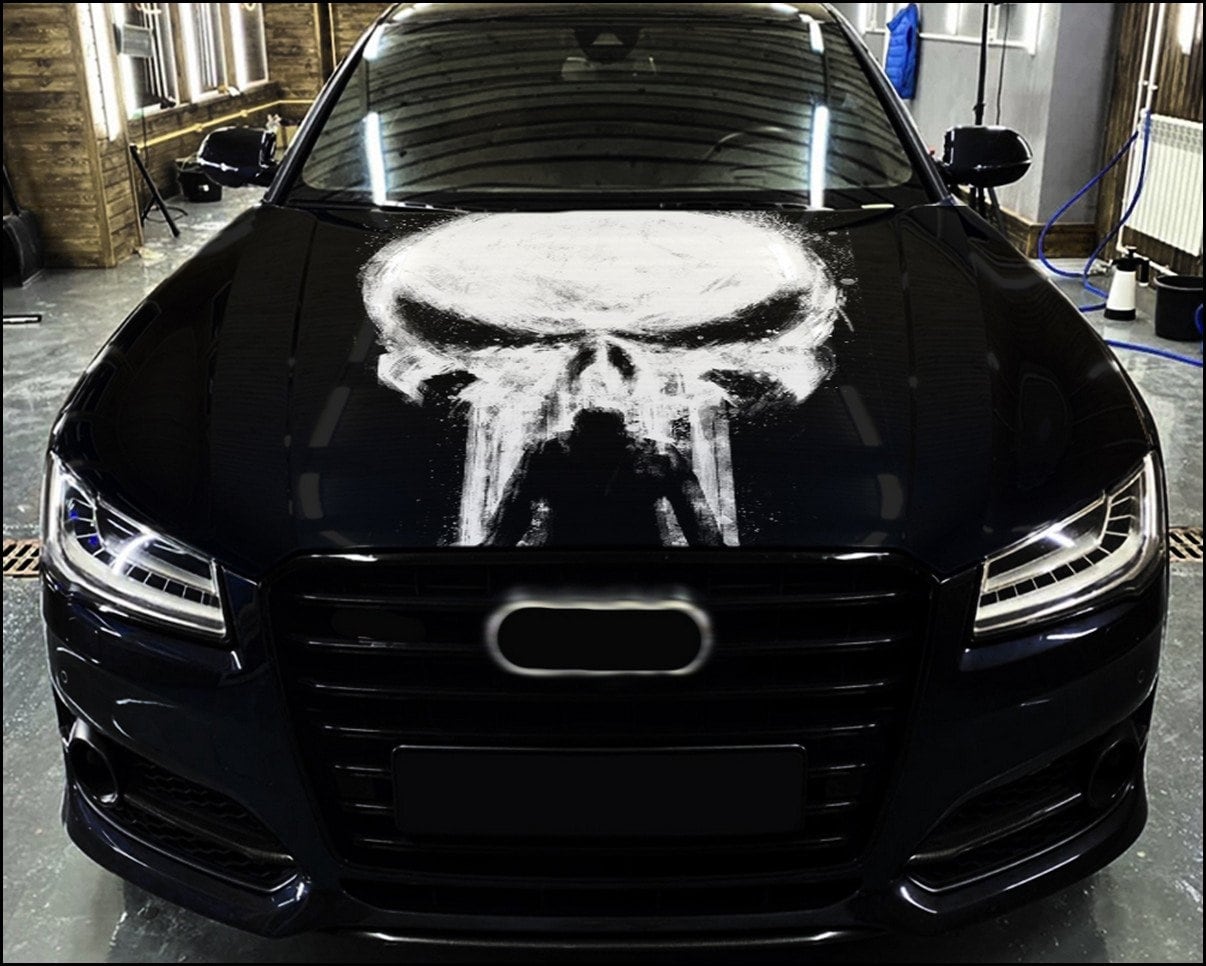 Car Hood Wrap Punisher Vinyl Sticker Full Color Custom Decal Fit Any ...