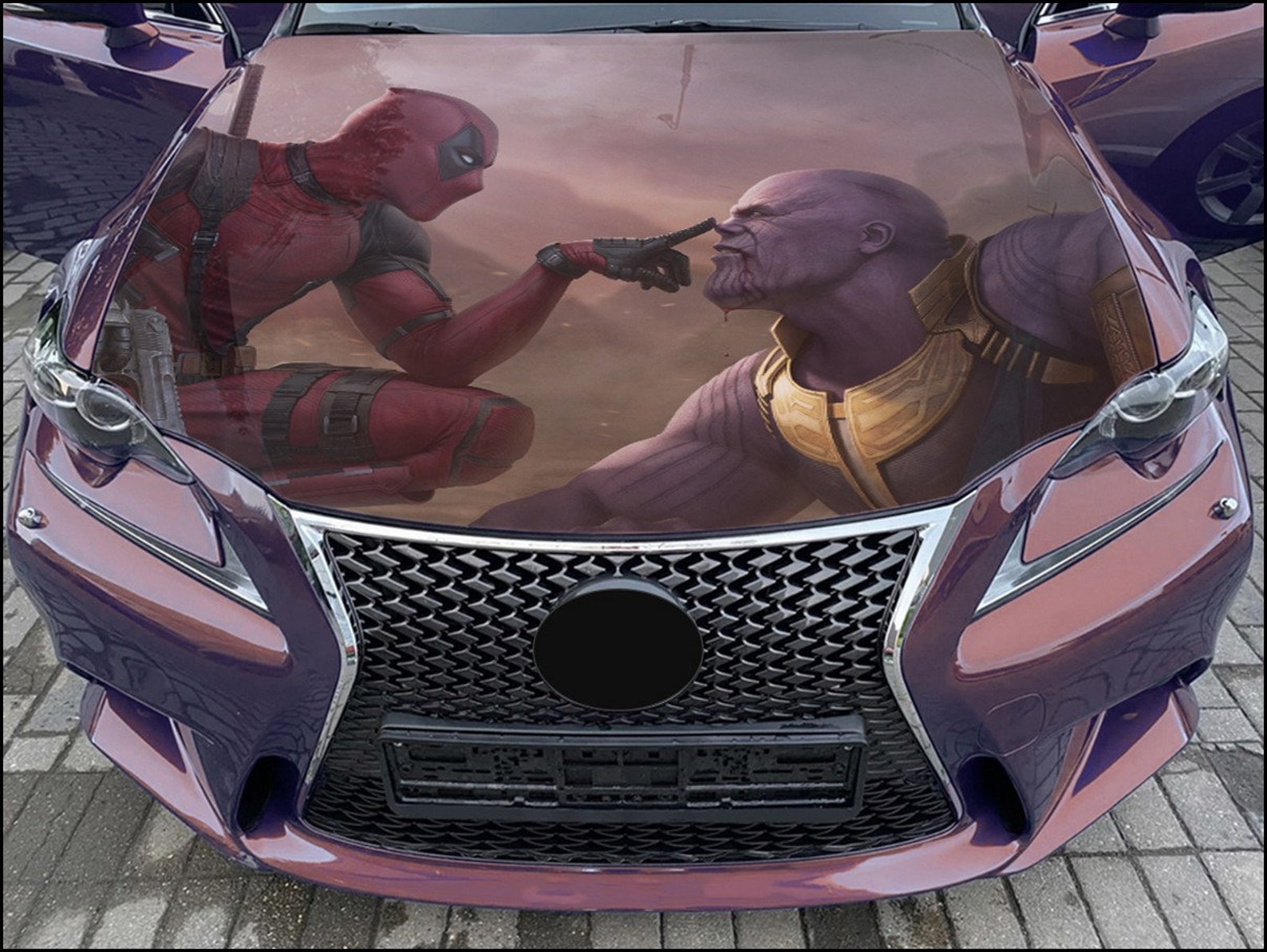 Car Hood Wrap Deadpool & Thanos Vinyl Sticker Full Color Custom Decal ...
