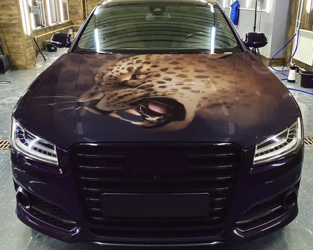 Car Hood Wrap Leopard Vinyl Sticker Full Color Wild Cat Predator Decal ...
