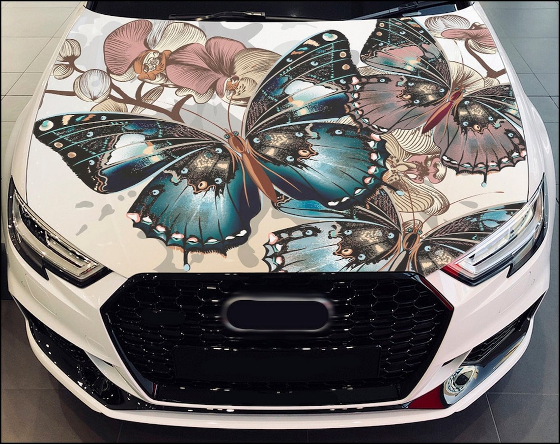 Car Hood Wrap Butterfly Vinyl Sticker Full Color Custom Decal Fit Any ...